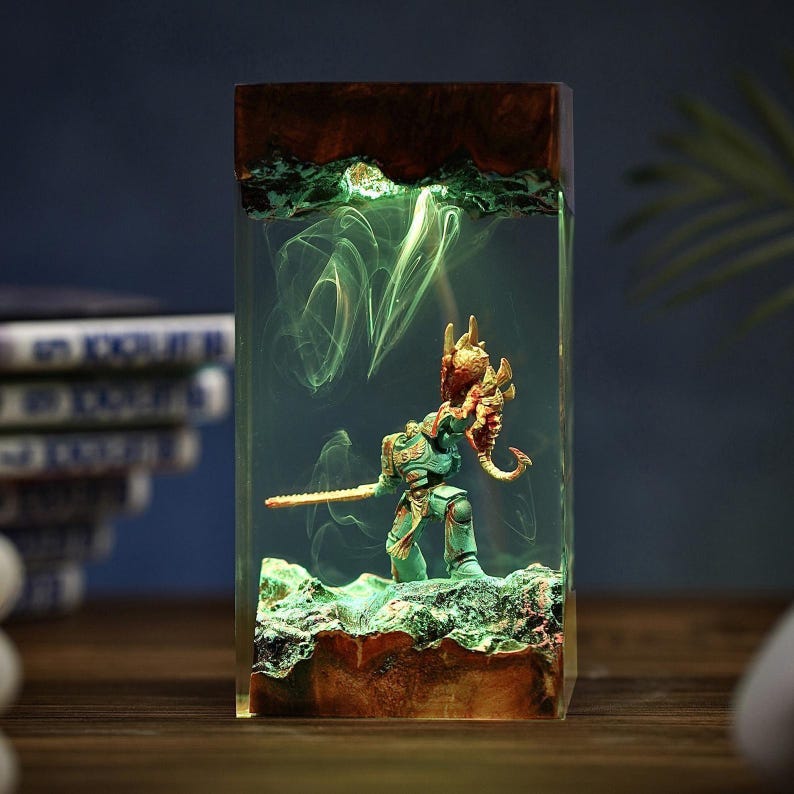 Warhammer Resin Lamp | Captain Titus Diorama Light | Handmade LED ...