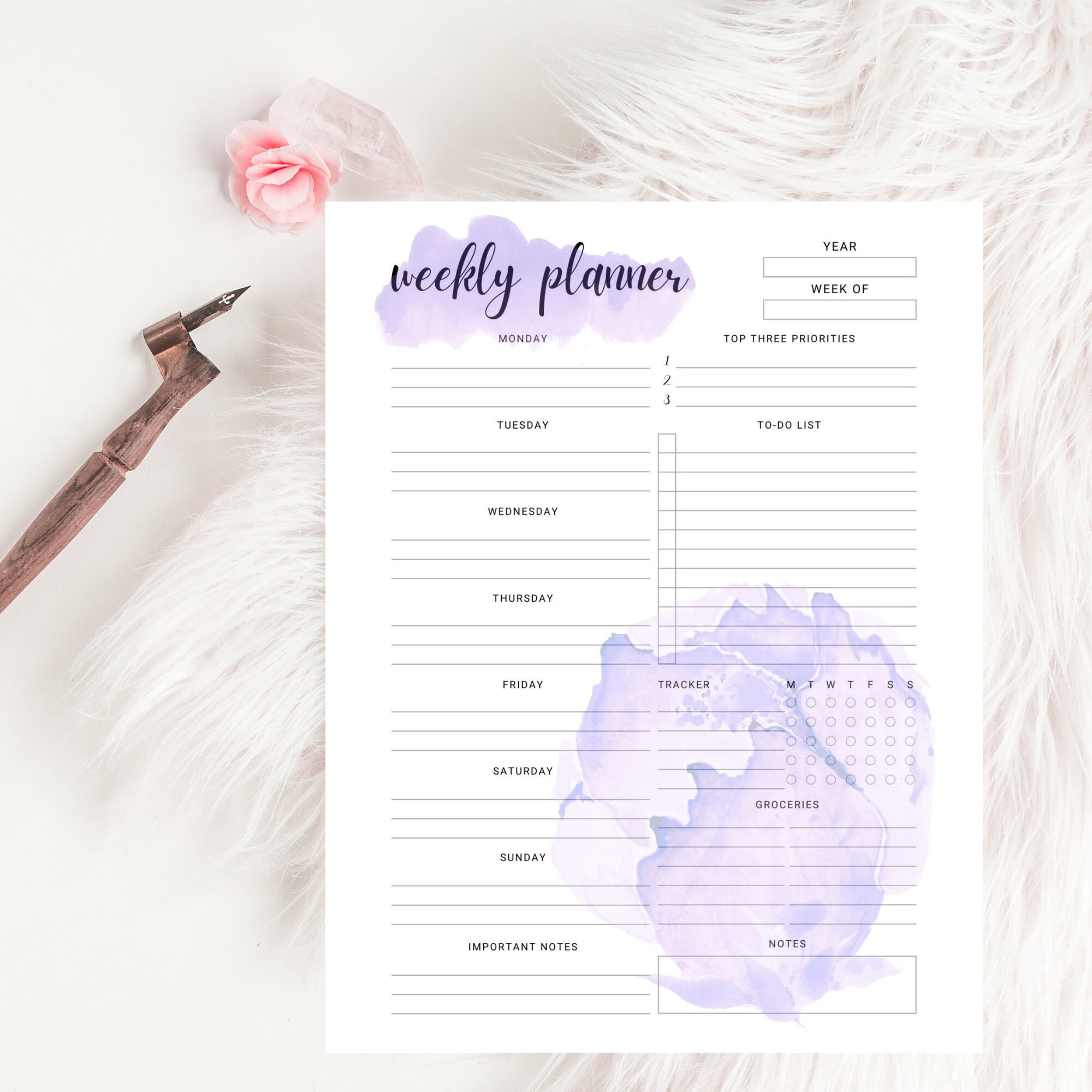 Daily and Weekly Planner Printable Meal Plan Water Tracker | Etsy