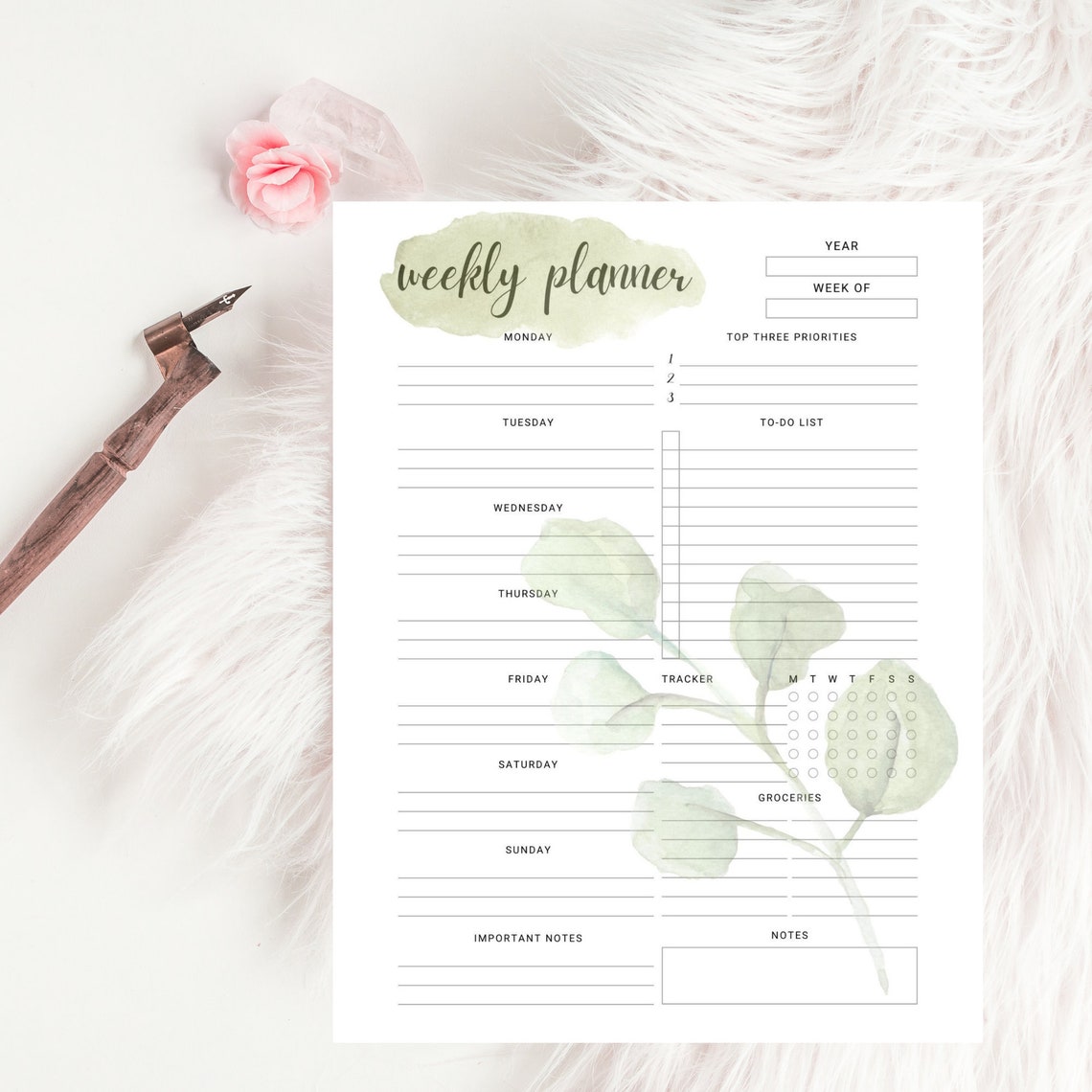 Daily and Weekly Planner Printable Meal Plan Water Tracker - Etsy