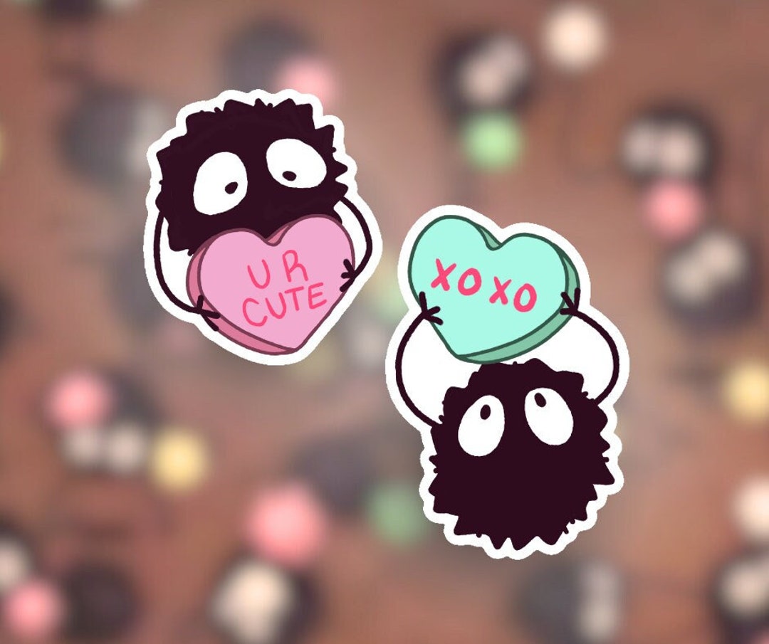 Soot Sprite Valentine Candy Heart Spirit Cute Kawaii Anime Stickers - Etsy