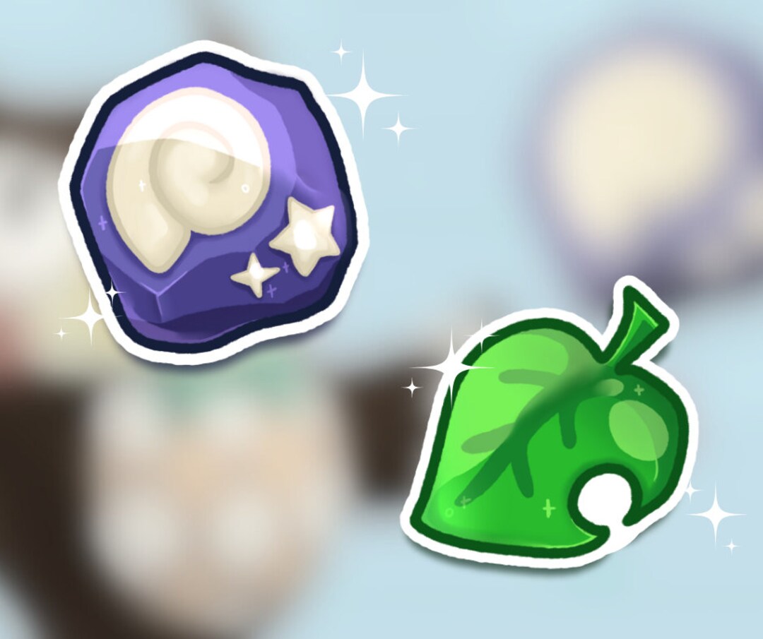 Fossil and Leaf Cute ACNH Animal Sparkle ACNL Videogame Stars Glitter ...