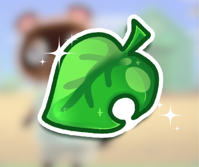 Leaf Cute Sparkle Glossy ACNH Animal Green ACNL Crossing Vinyl Sticker ...