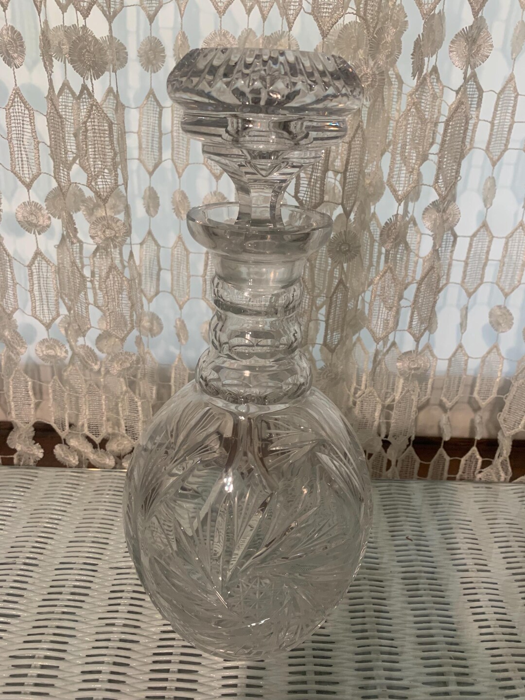 Antique American Brilliant Period Hobstar Pinwheel Heavy Cut Glass ...