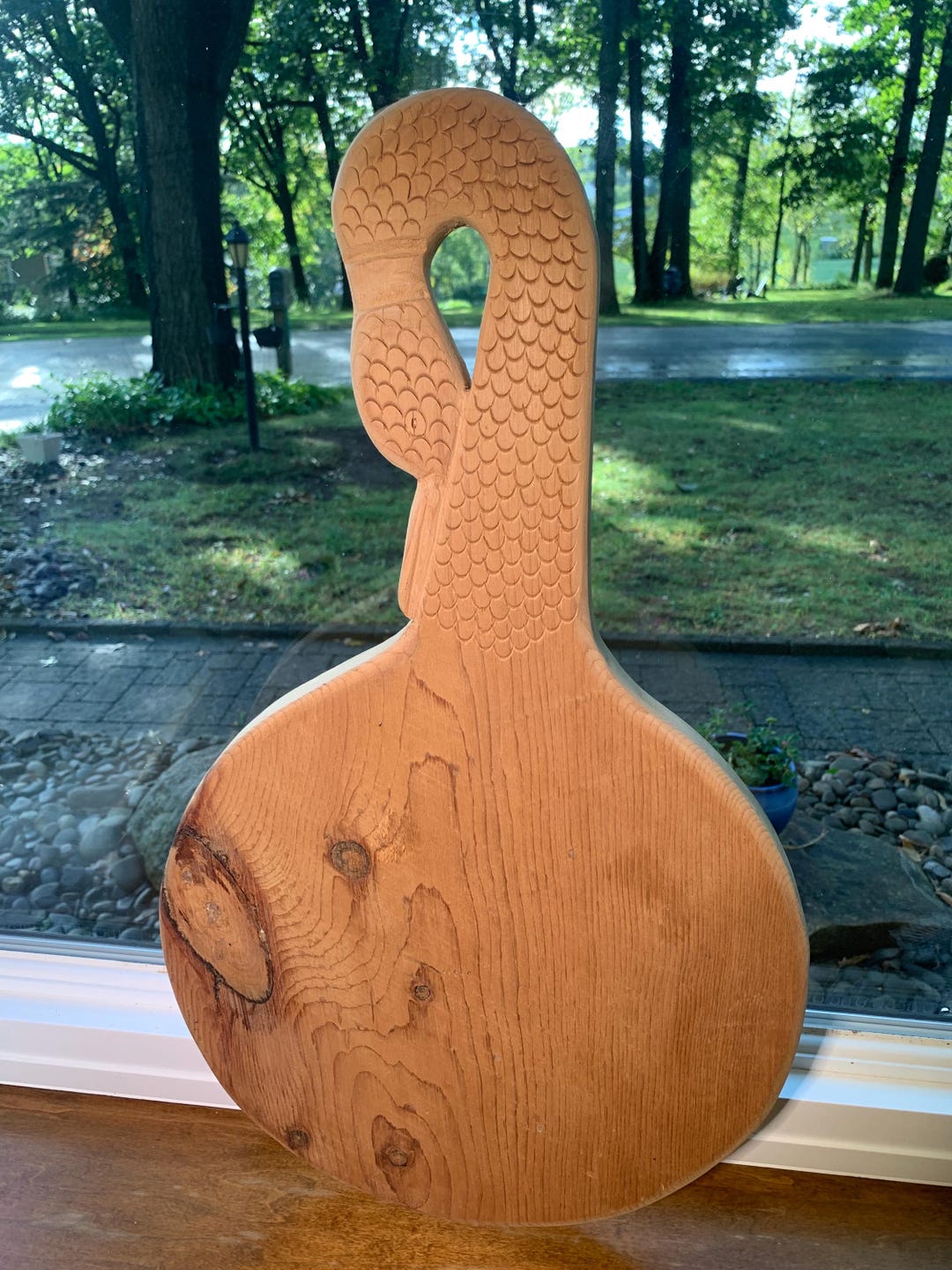 Vintage Handcarved Wood Charcuterie/bread Boardlong Neck Folk Art ...