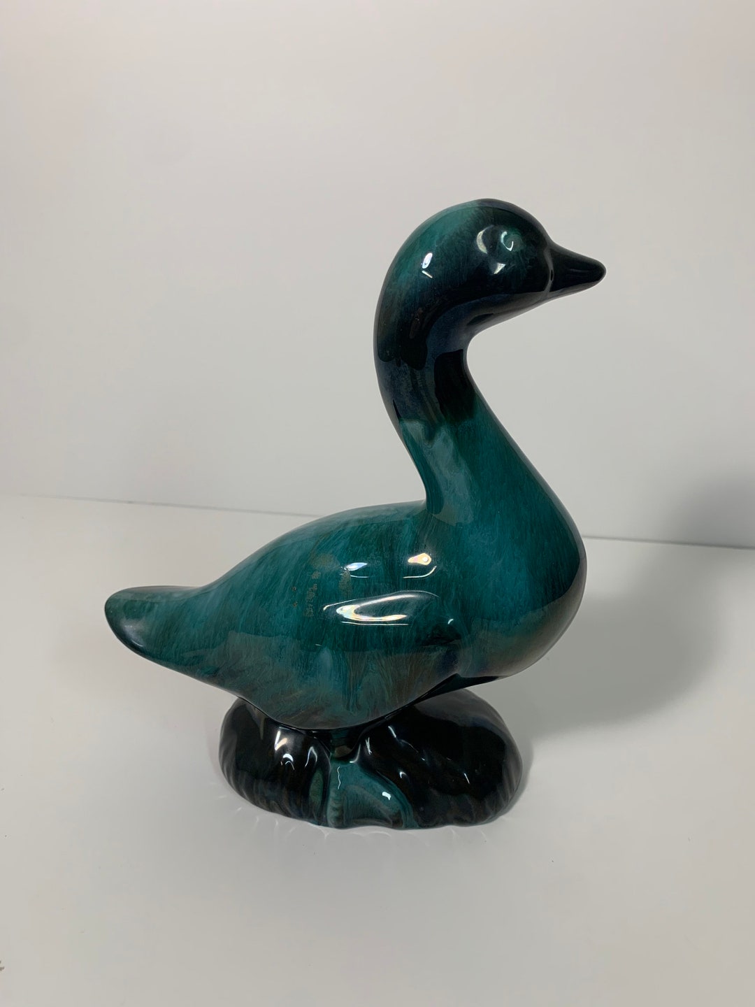 Vtg Blue Mountain Pottery Goose/duck Figurine Red Clay Green Drip Glaze ...