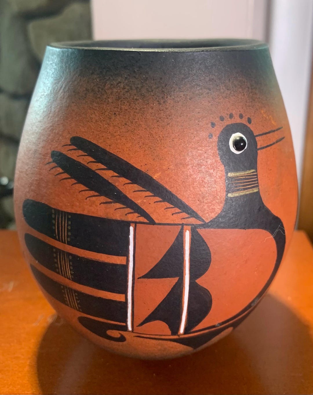 Apache Hummingbird Gourd Pot Signed by Artist Robert Rivera 4.5” Tall ...