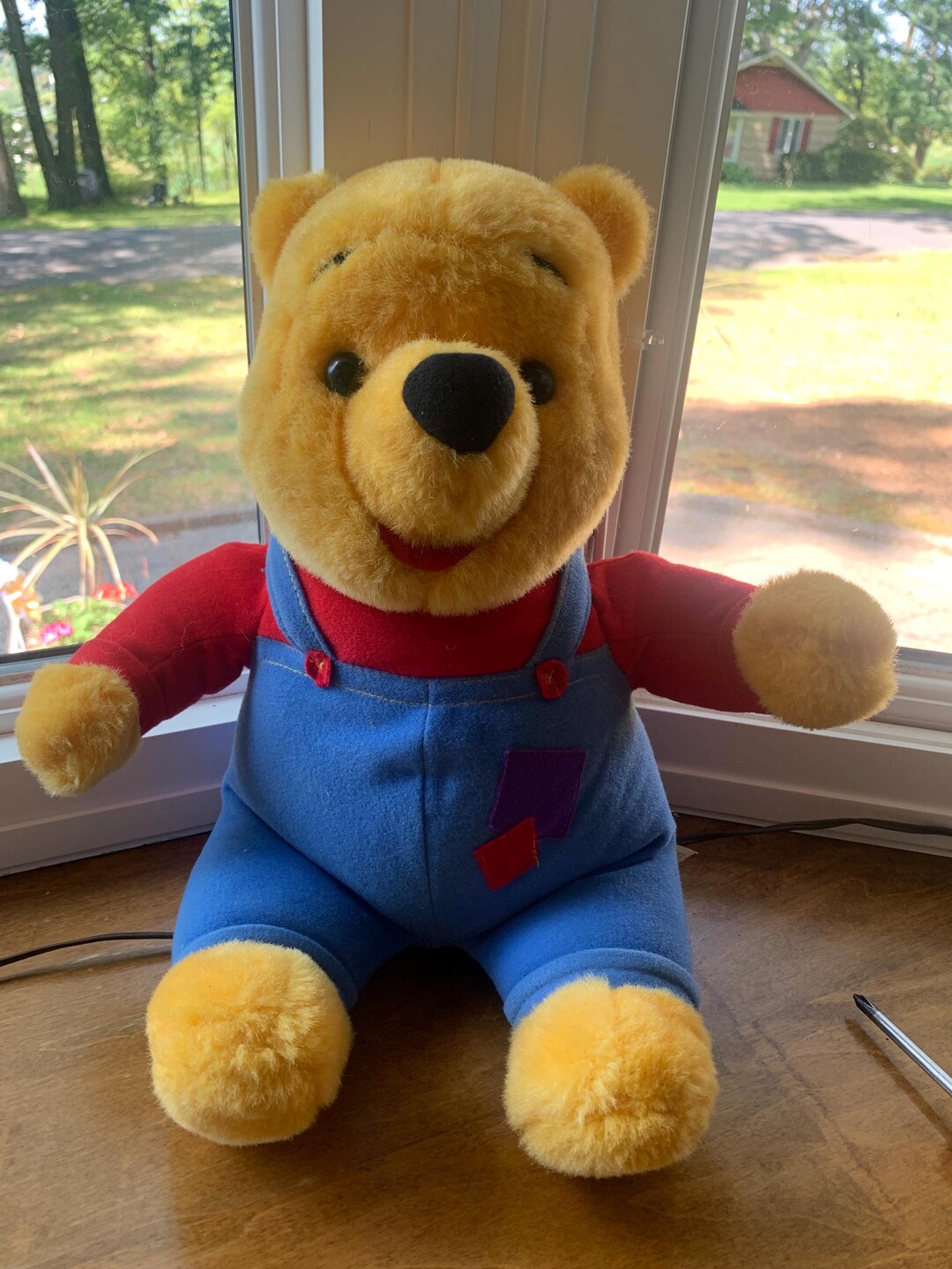 Disney Winnie the Pooh 11” Talking Plush Nose Wiggles Overalls Mattel ...