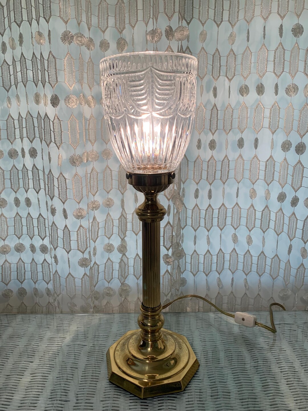 Vtg Torchiere Hurricane Brass Table Buffet Mantel Lamp Electric 16 - Etsy