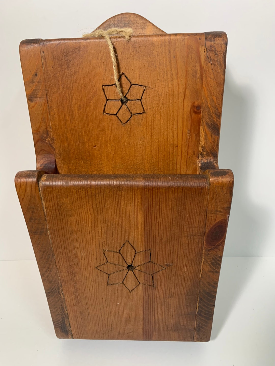 Vintage Hand Made Wooden Wall Letter Holder 2 Sections 14x7 2 1/2” -5 ...