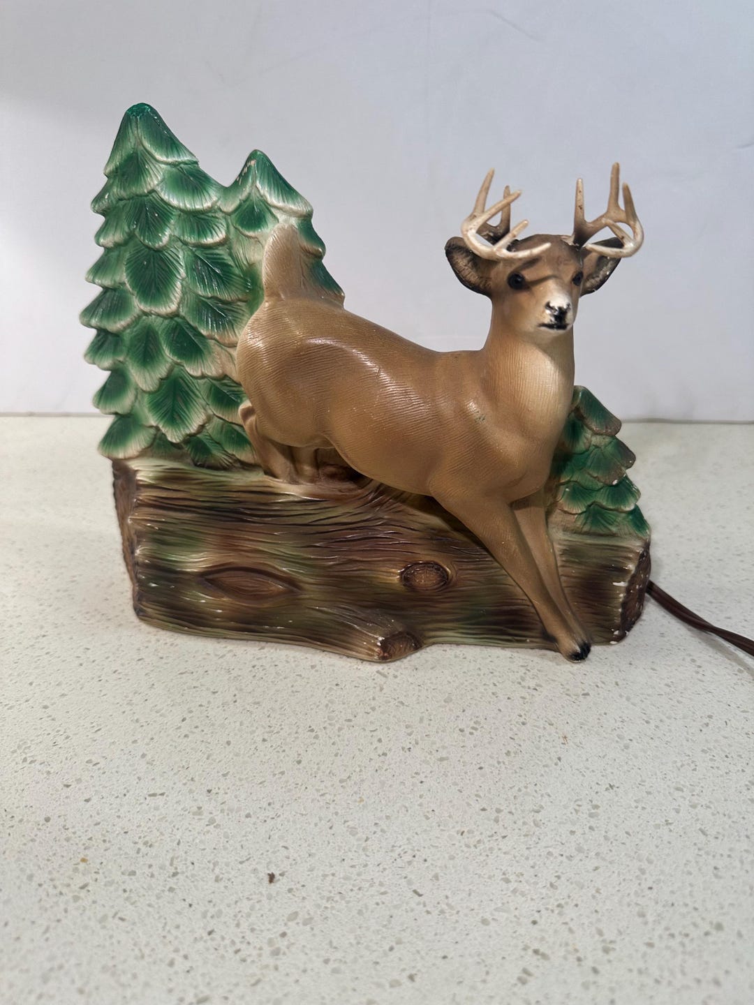 Rare 1930s Chalkware Deer / Stag Jumping Over Log German Chalkware TV ...