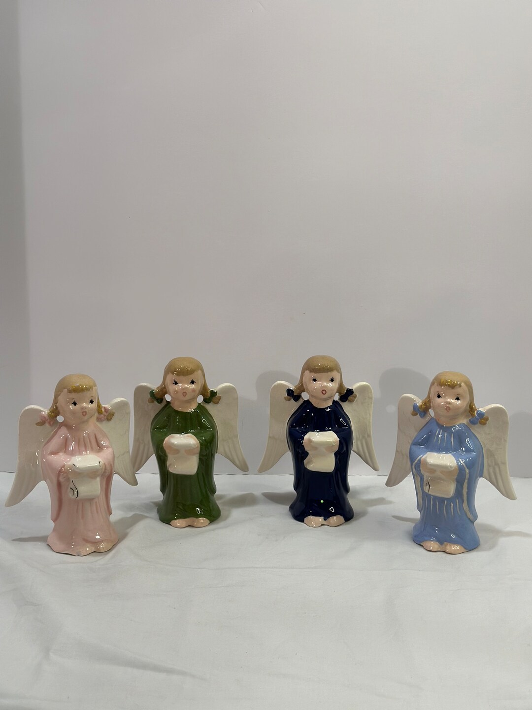 Vintage 1960s T Hayes Set of 4 Porcelain Angels Making a List - Etsy
