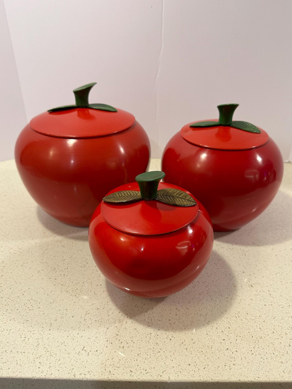Set of 3 1960s MCM Chrom-ever Red Apple Metal Canister Set - Etsy