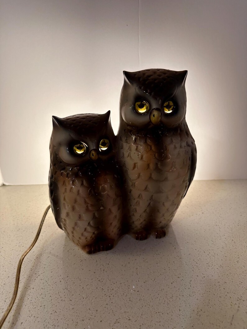 1950s MCM Wales Made in Japan Ceramic Double Owl TV Lamp With 3 ...