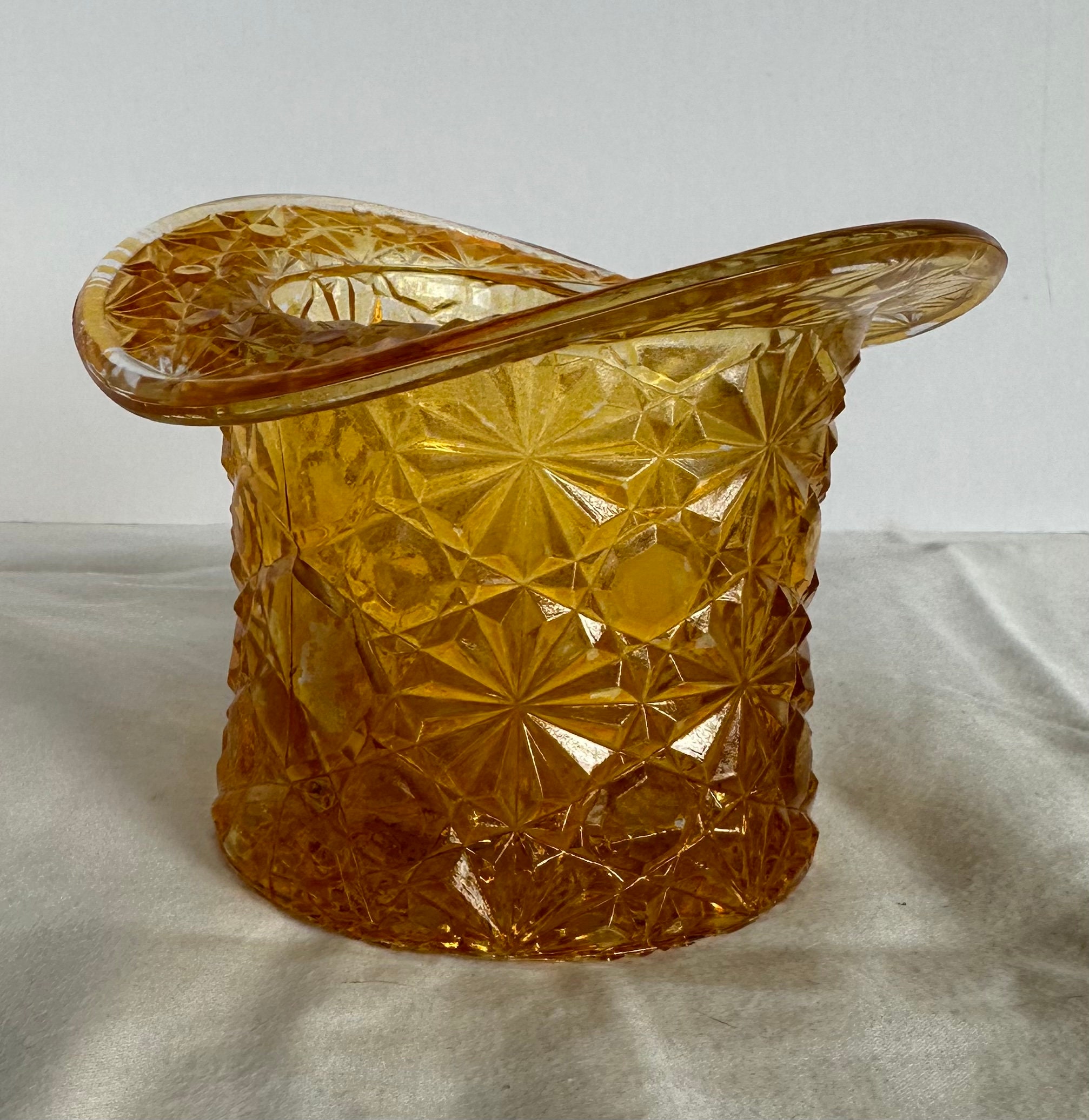 Vintage Large Fenton Daisy & Button Pattern Amber Top Hat Planter - Etsy