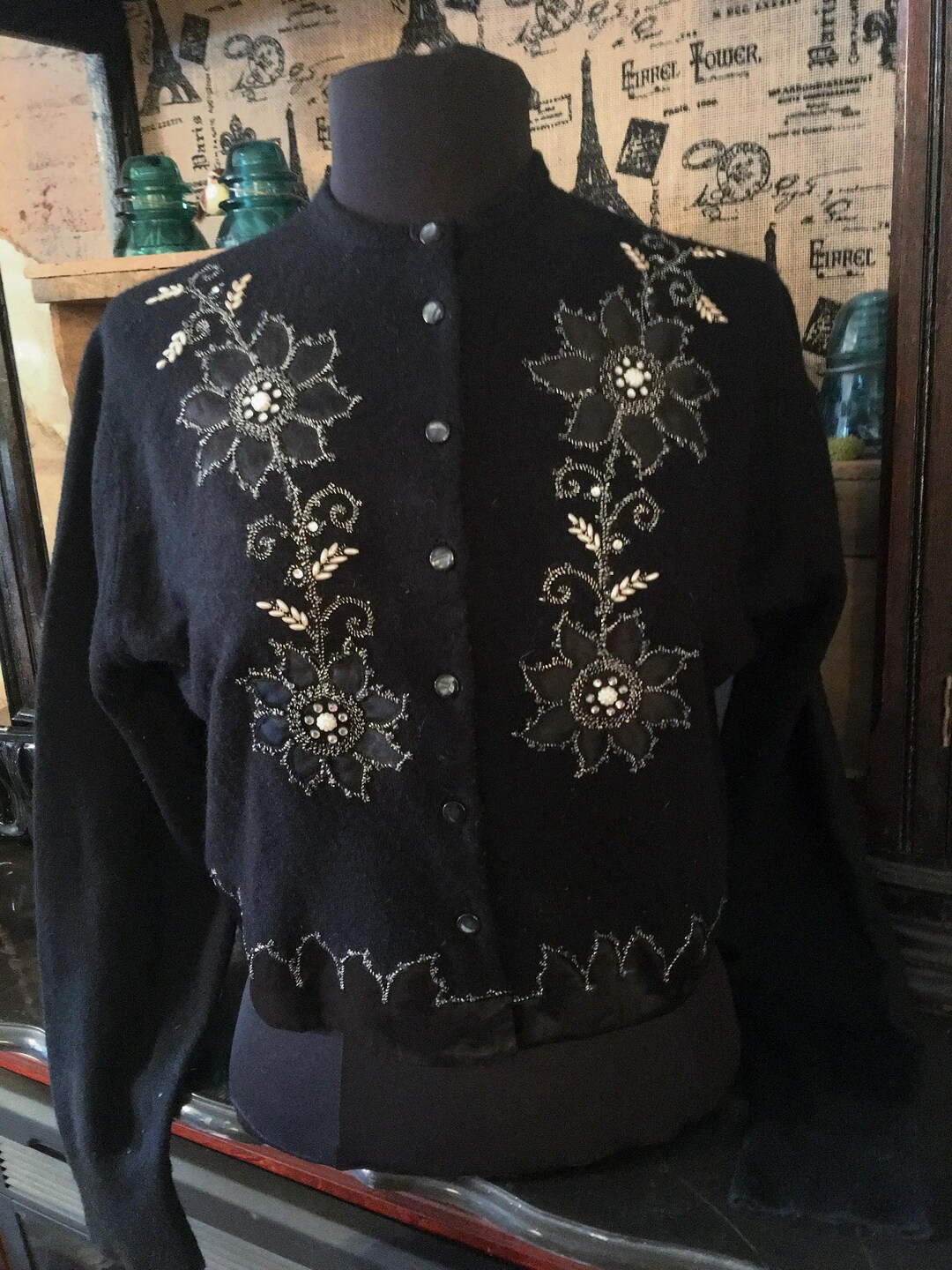 Sw-stunning Vintage Black Toni of California Original Beaded and ...