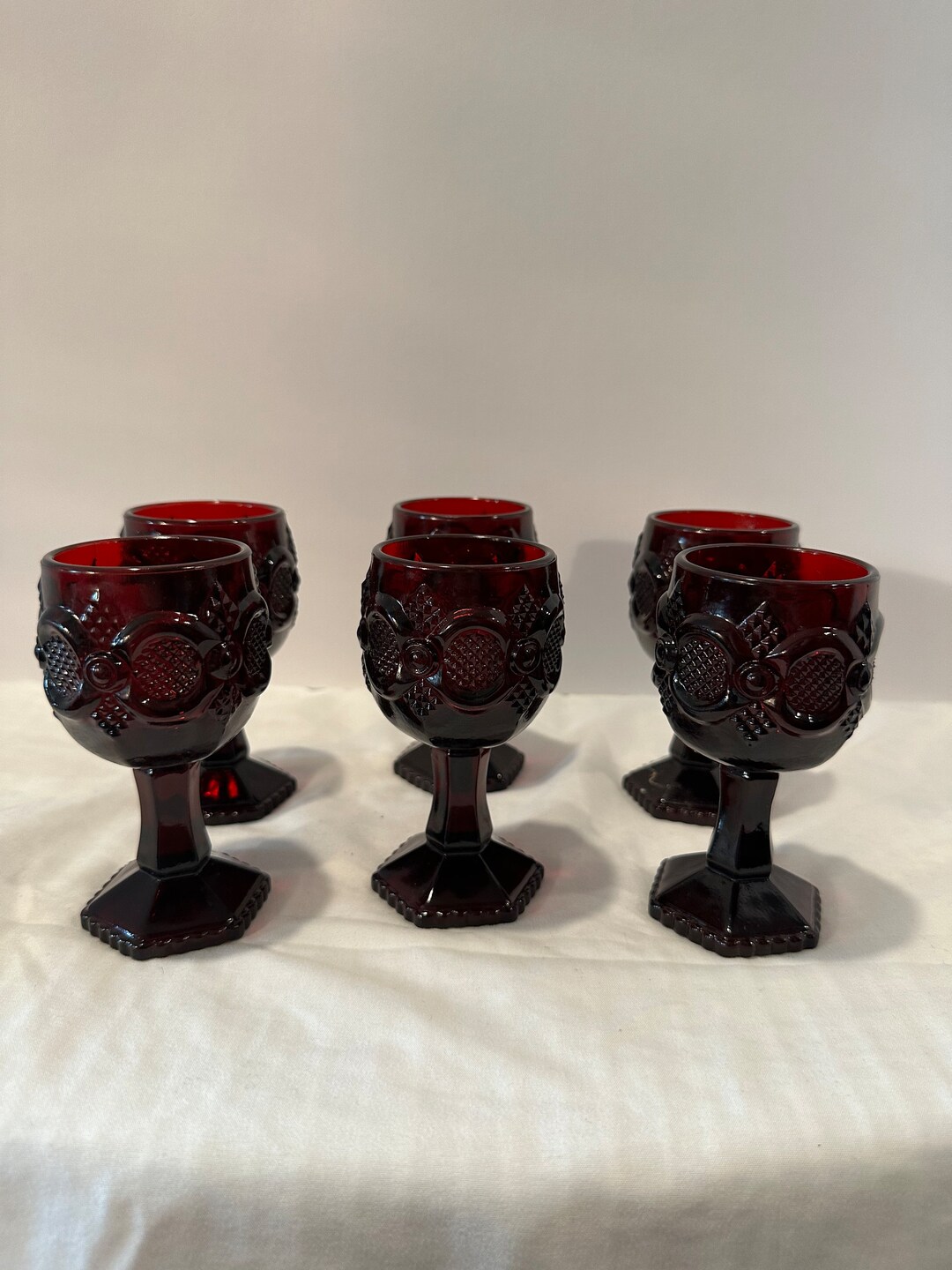 Set of 6 Avon 1876 Cape Cod Ruby Red Wine Goblets - Etsy