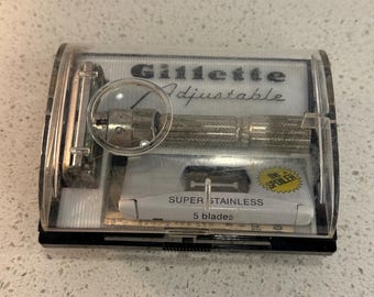 1961 Gillette FATBOY Adjustable Vintage Safety Razor Set in Case With ...