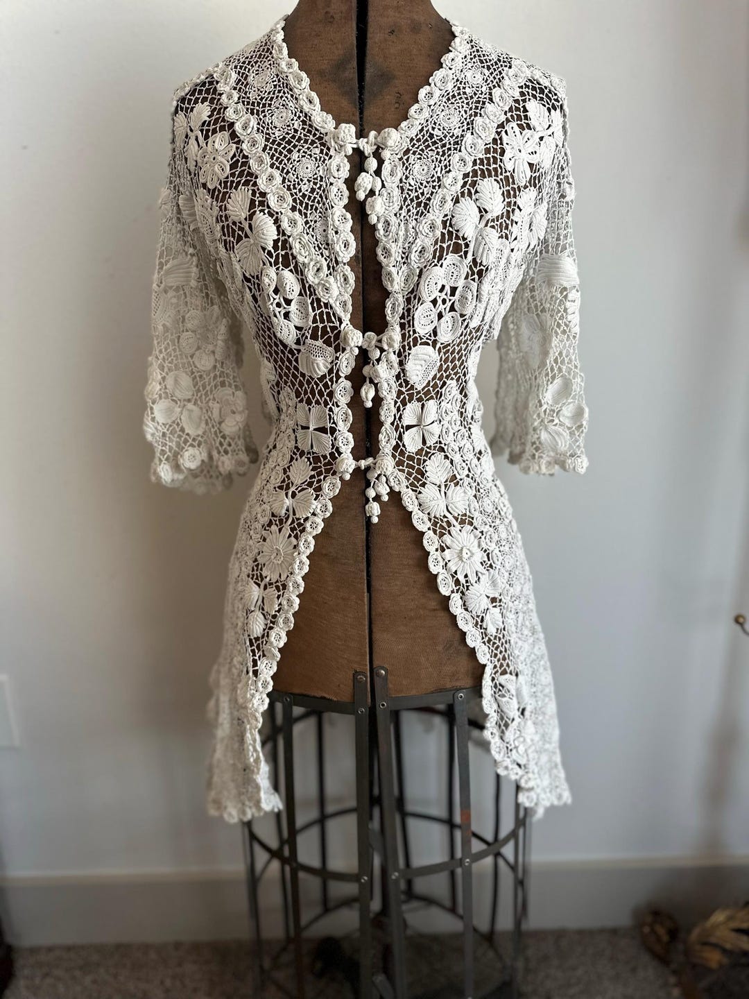 Superb 1800s Edwardian Era Irish Rose Floral Lace Motif With Triple ...
