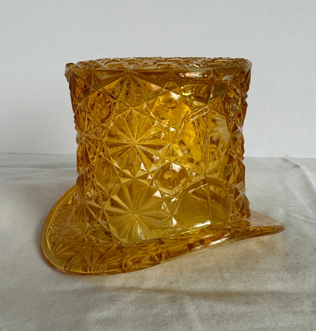 Vintage Large Fenton Daisy & Button Pattern Amber Top Hat Planter - Etsy