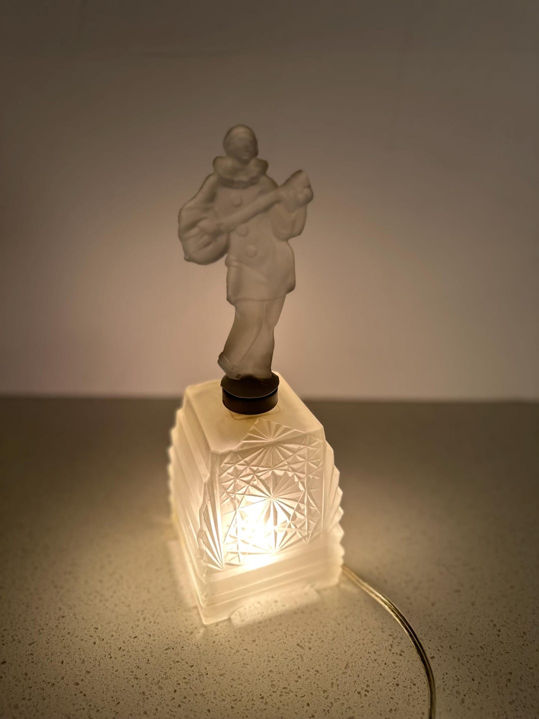 Rare 1920s Art Deco / Art Nouveau Gatsby Antique Frosted Glass Jester ...