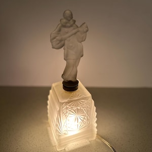 Rare 1920s Art Deco / Art Nouveau Gatsby Antique Frosted Glass Jester ...