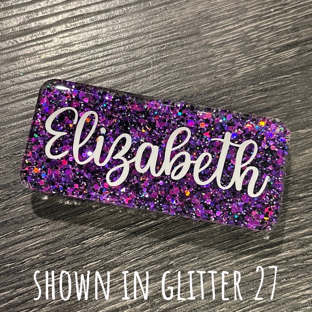Personalized Glitter Magnetic Name Tag: Work, Nurse, Locker - Etsy