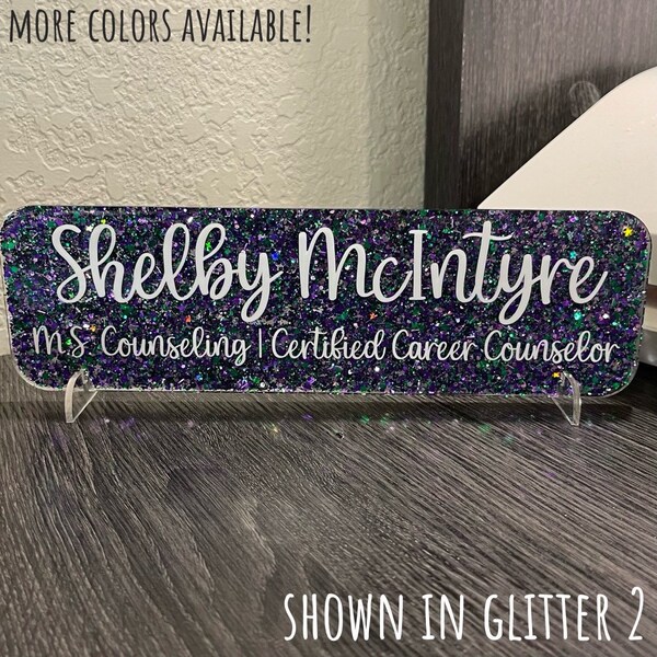 Pink Glitter Desk Name Plate - Etsy