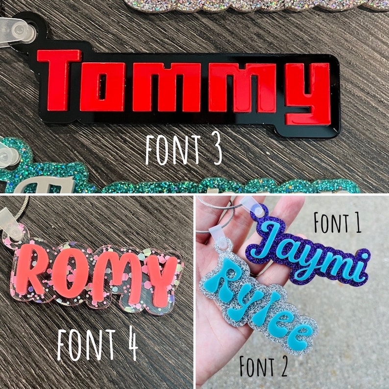Custom Glitter Backpack Name Tag/ Keychain - Etsy
