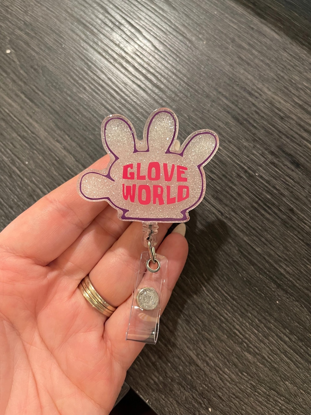 Balloon Glove Glitter Retractable Badge Reel - Etsy