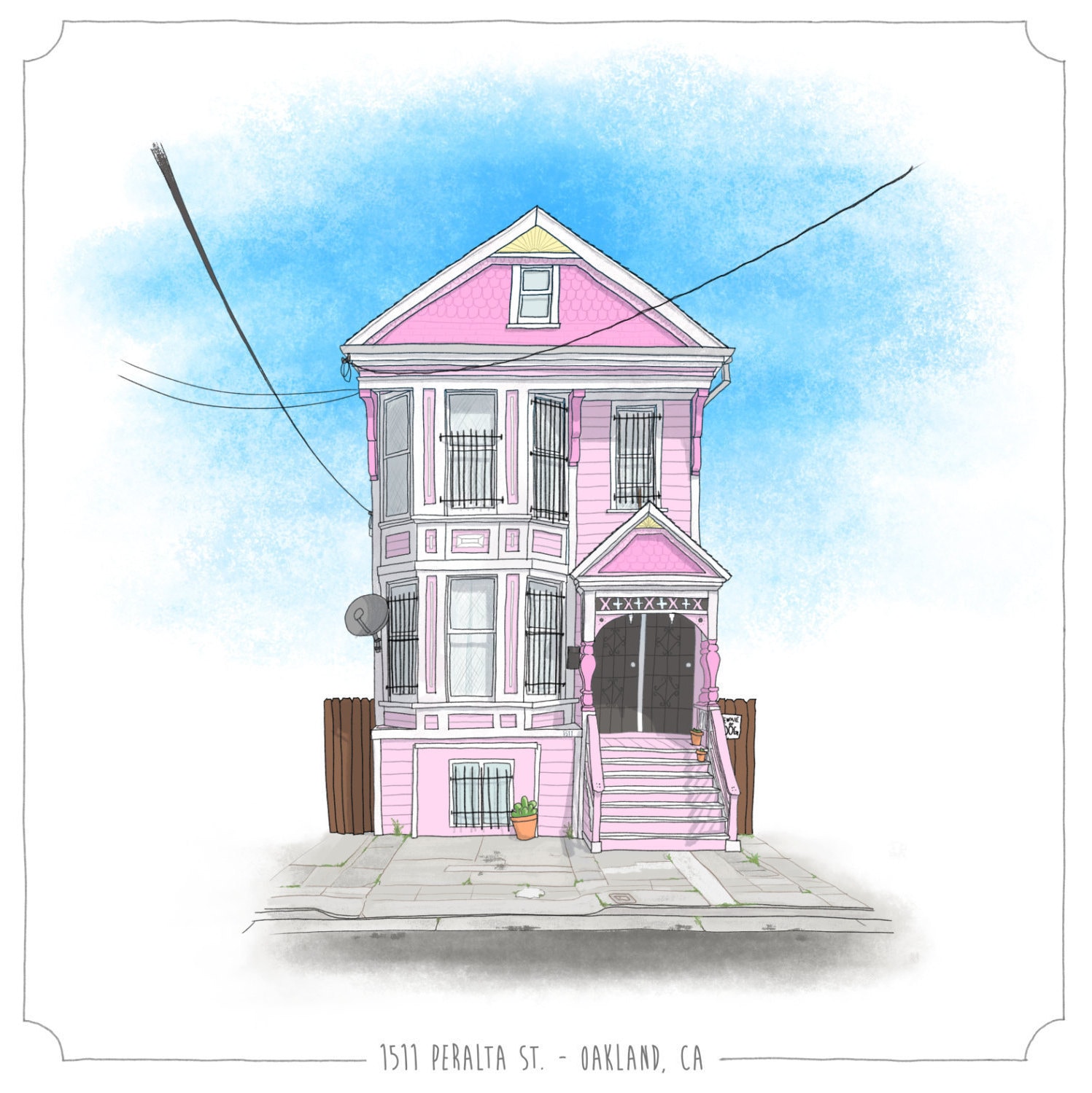 Oakland Victorian House Illustration #1: 1511 Peralta St. - Etsy