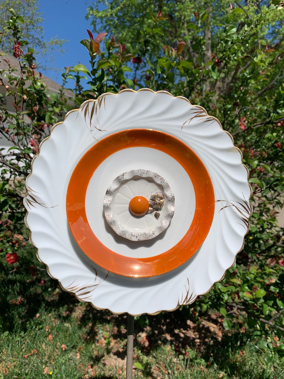 Golden Orange, Ceramic Plate Flower - Etsy
