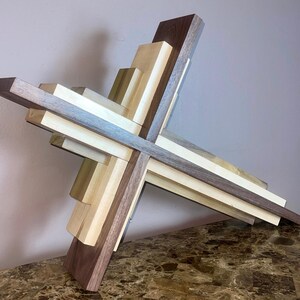 Decorative Wall Cross, Modern Art Design, Two-tone Wood, Handcrafted ...