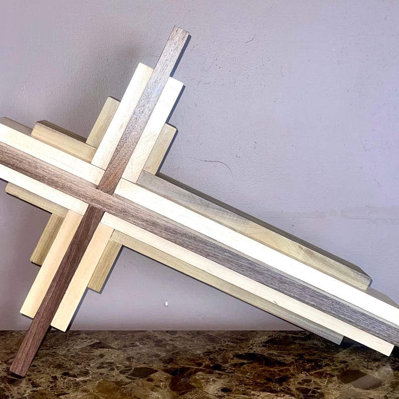 Decorative Wall Cross, Modern Art Design, Two-tone Wood, Handcrafted ...