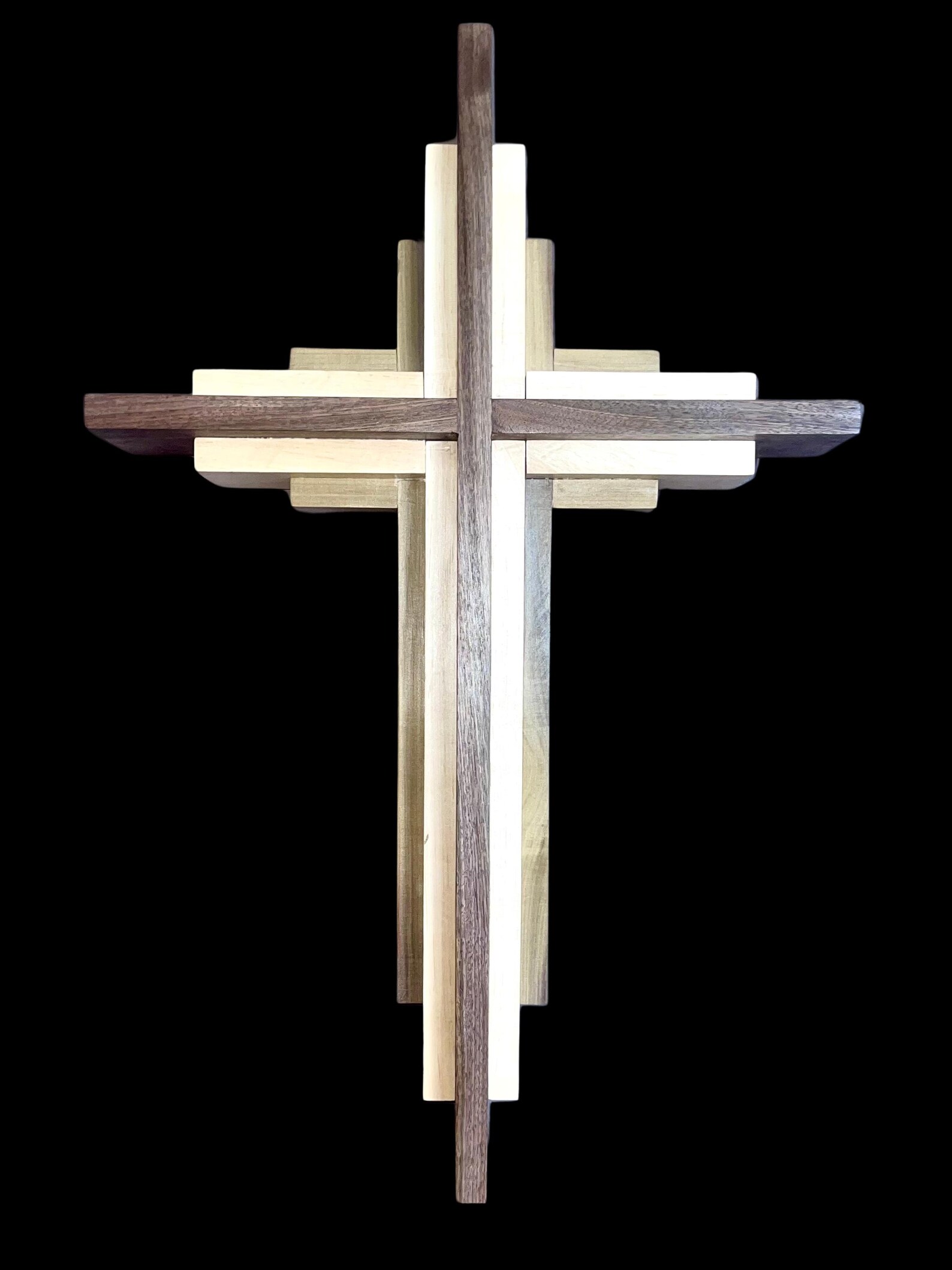 Decorative Wall Cross, Modern Art Design, Two-tone Wood, Handcrafted ...