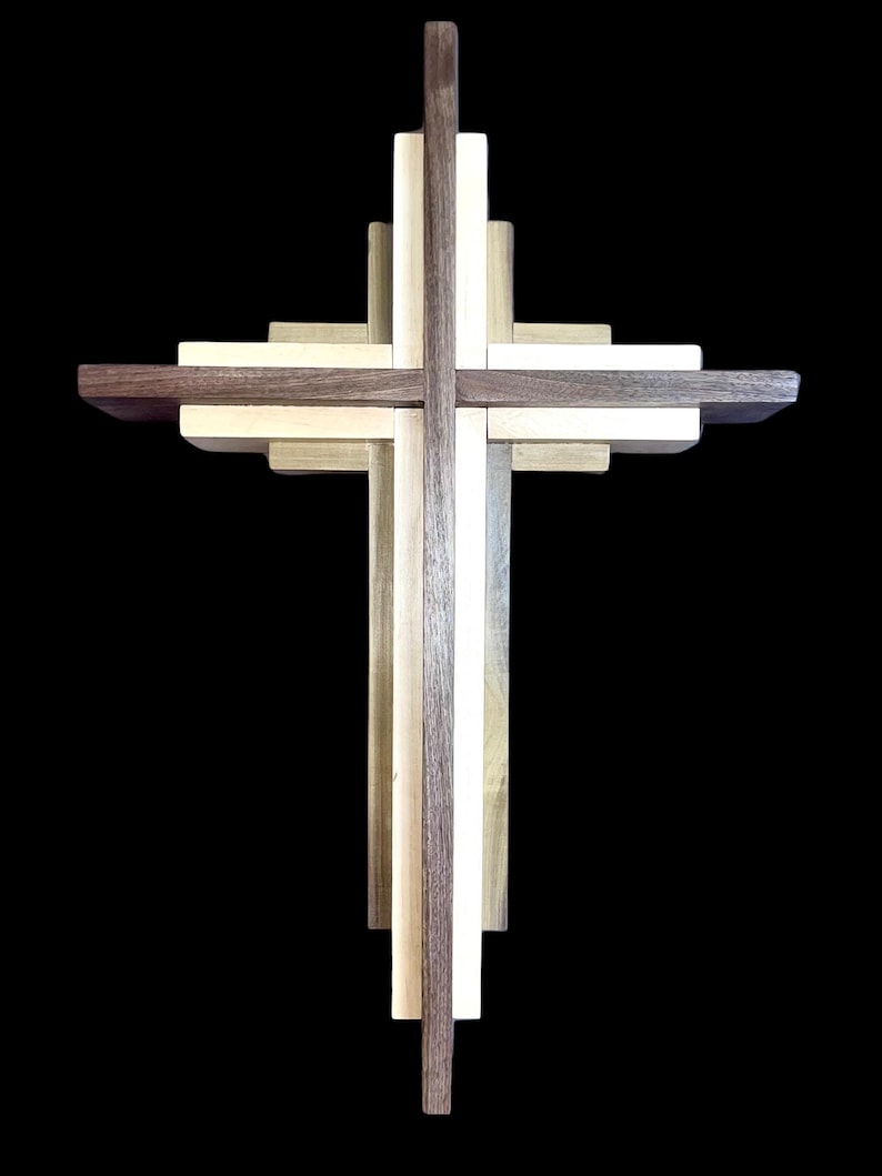 Decorative Wall Cross, Modern Art Design, Two-tone Wood, Handcrafted ...