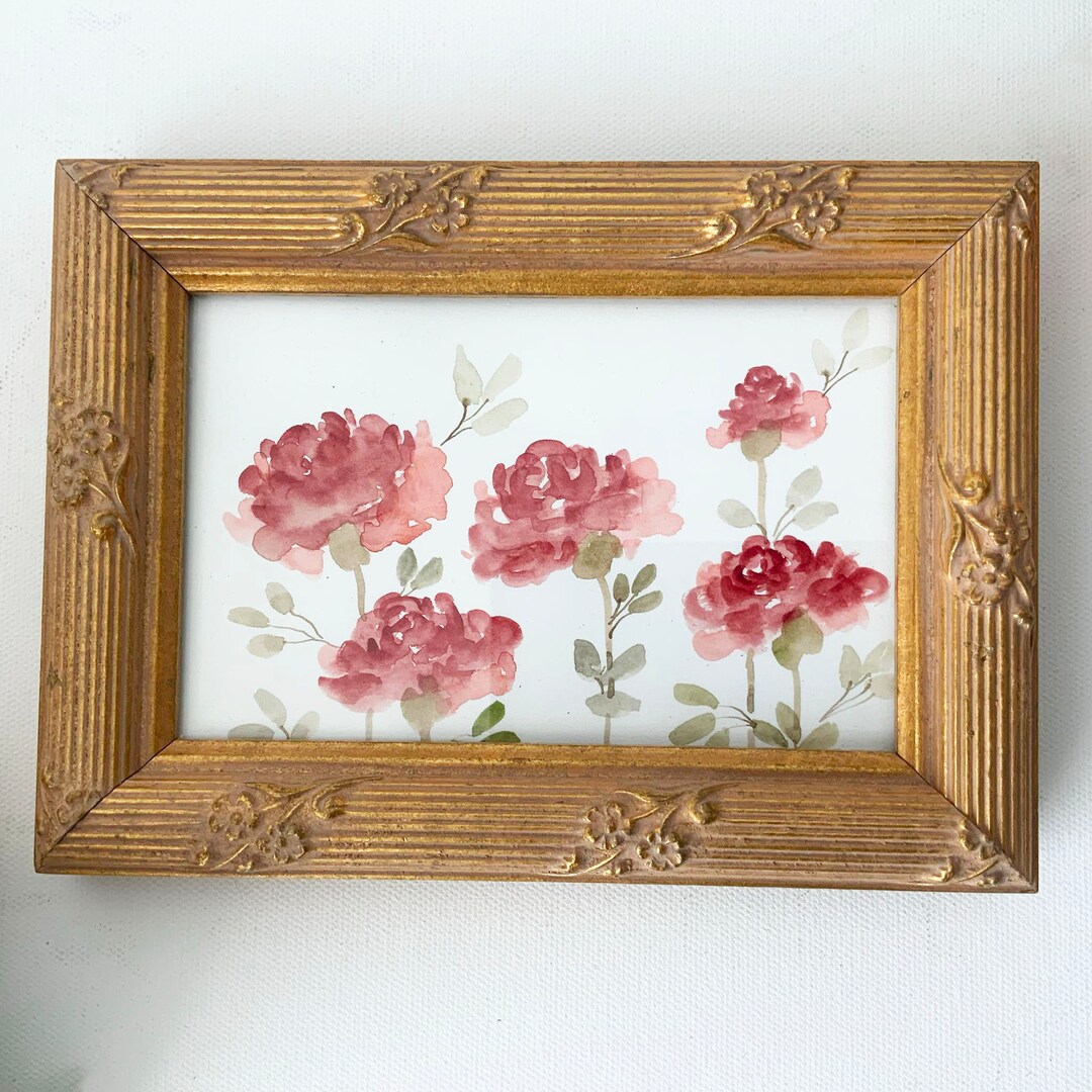 Vintage Baroque Style Rectangle Gold Striped Floral Tabletop Carved ...