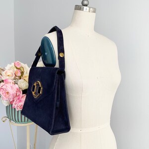 Vintage MASTERCRAFT 70s Purple Nubuck Leather Shoulder and Handbag With ...