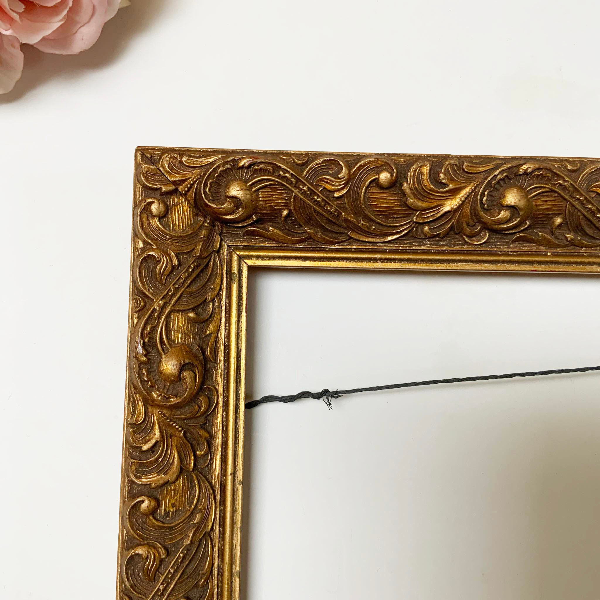 Vintage Gold Baroque Rectangle Carved Wood Frame With Leaf Pattern ...