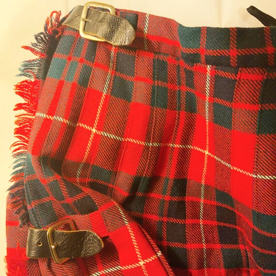 Vintage St Michael Red Pleated Plaid Skirt Wrap Plea Gem