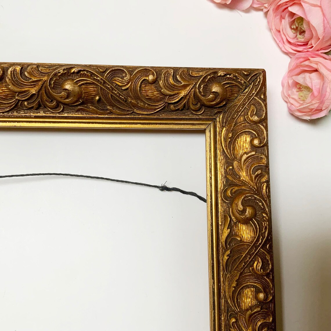 Vintage Gold Baroque Rectangle Carved Wood Frame With Leaf Pattern ...