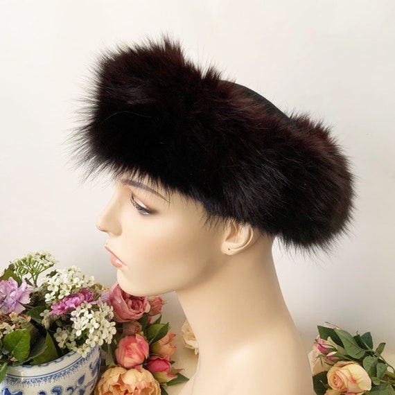 Vintage Kates Black Fur Pill Box Hat, Formal Winter H… - Gem