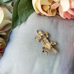 Vintage Gold and Silver Pebbled Lizard Brooch, Elegant Mid-century ...