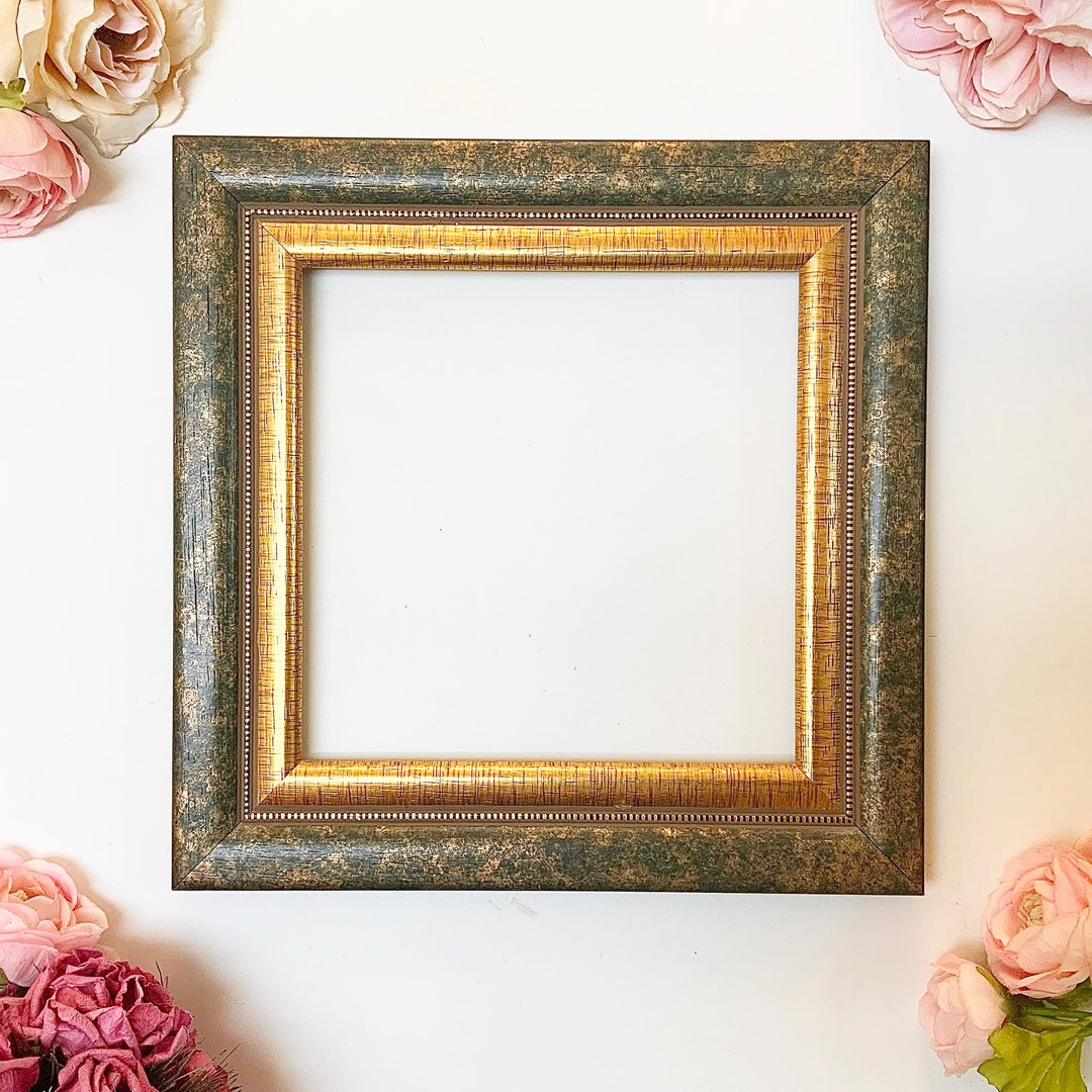 Vintage Square Black Green and Gold Classic Wood Frame, Minimalist ...