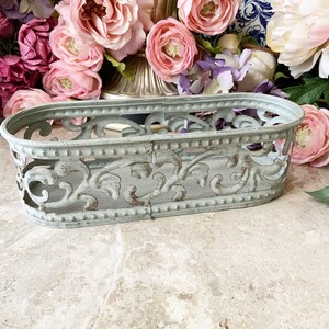 Vintage See Through Cut Metal Scroll Pattern Verdigris Oblong Small ...