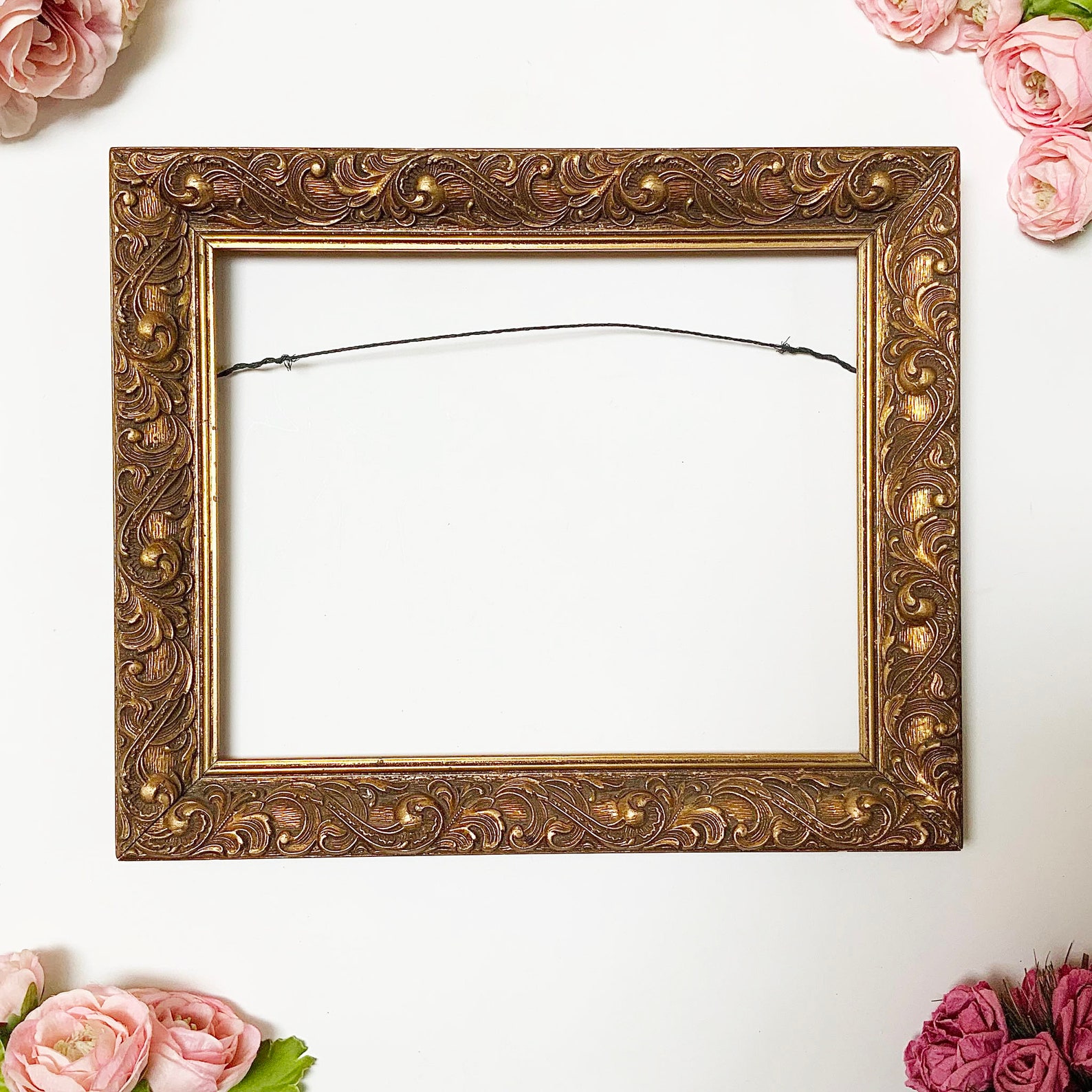 Vintage Gold Baroque Rectangle Carved Wood Frame With Leaf Pattern ...