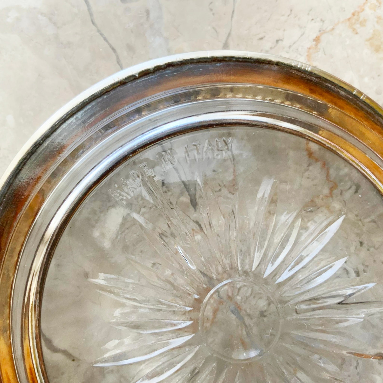 Vintage Silver Plate Cut Glass 4 Coaster Set Made in Italy, Gift Idea ...