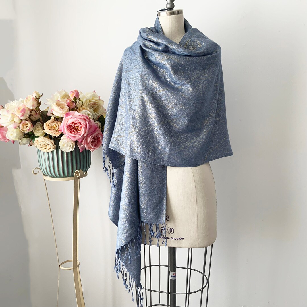Vintage JESSICA Mcclintock Periwinkle Blue and Silver Thread Floral ...