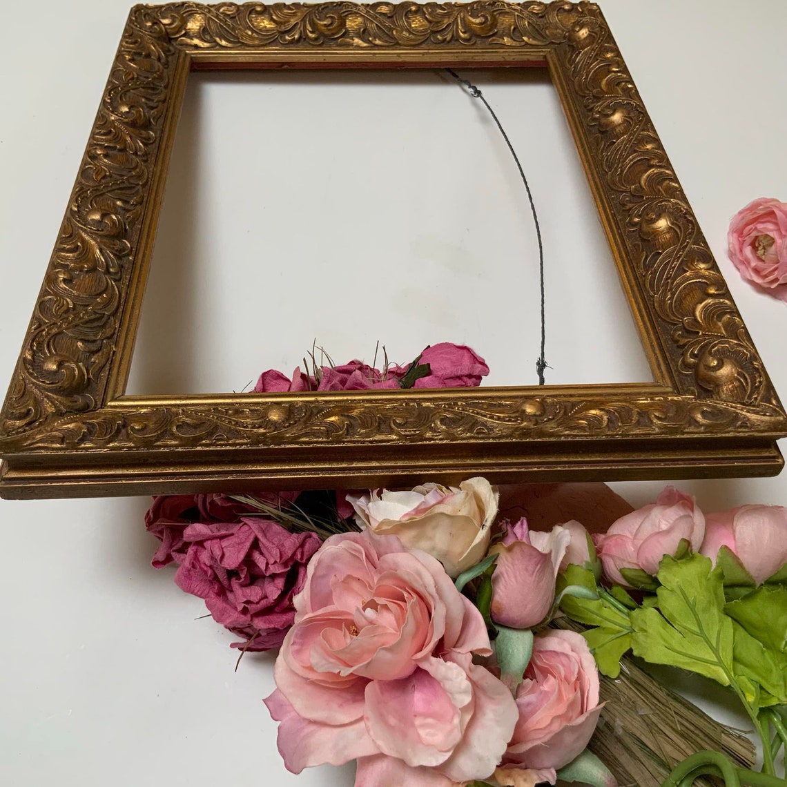 Vintage Gold Baroque Rectangle Carved Wood Frame With Leaf Pattern ...