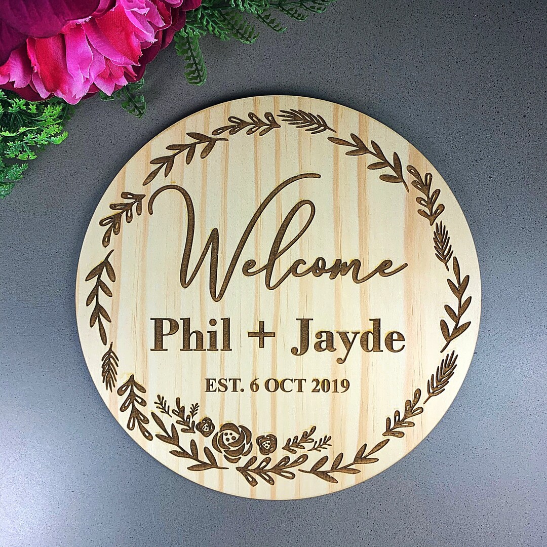 Custom Wooden Welcome Sign | Wedding | Engagement | Laser Cut - Etsy