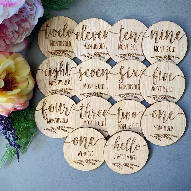 Wooden Milestone Discs Nursery Decor Engraved - Etsy